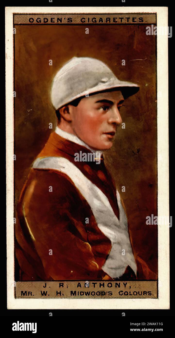 Jockey, J.R.Anthony - Vintage Cigarette Card Illustration, Horse Racing ...