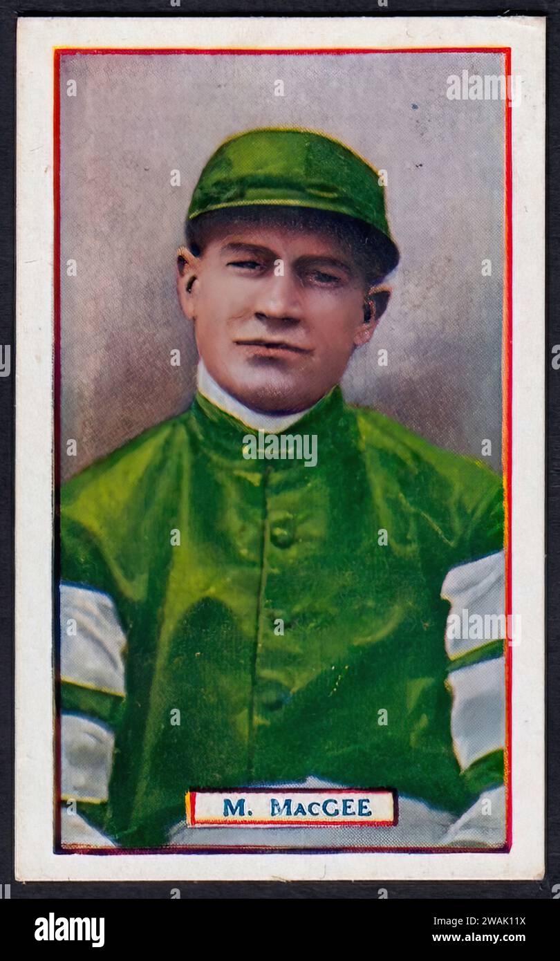 Jockey, Matt MacGee - Vintage Cigarette Card Illustration, Horse Racing ...
