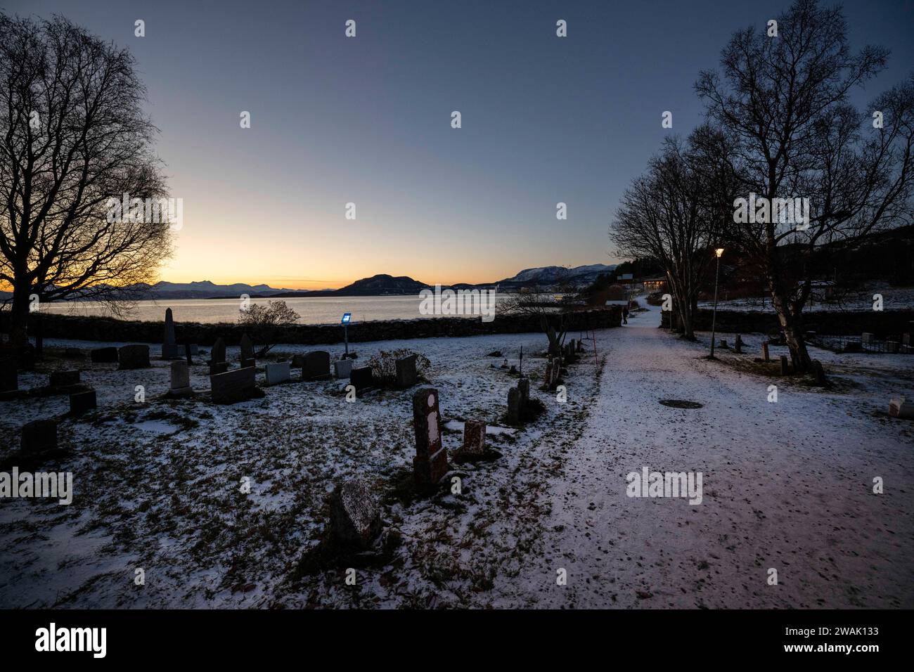 Trondenes, Norway. 13th Nov, 2023. Panoramic view of the cemetery ...