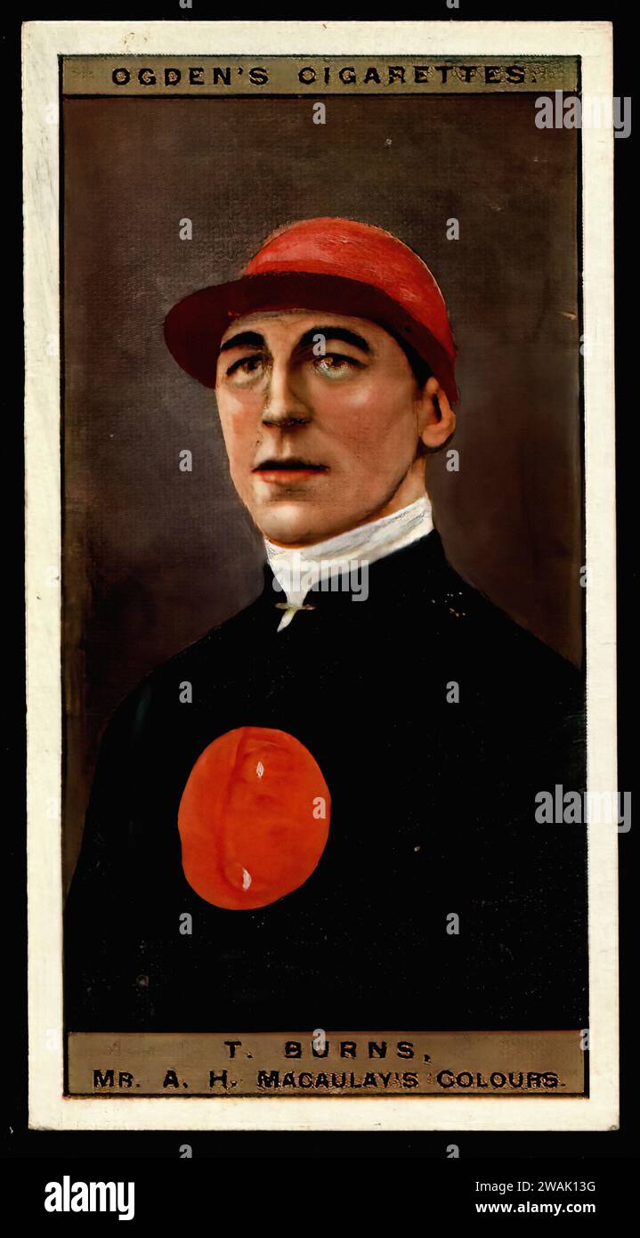 Jockey, Thomas Burns - Vintage Cigarette Card Illustration, Horse ...