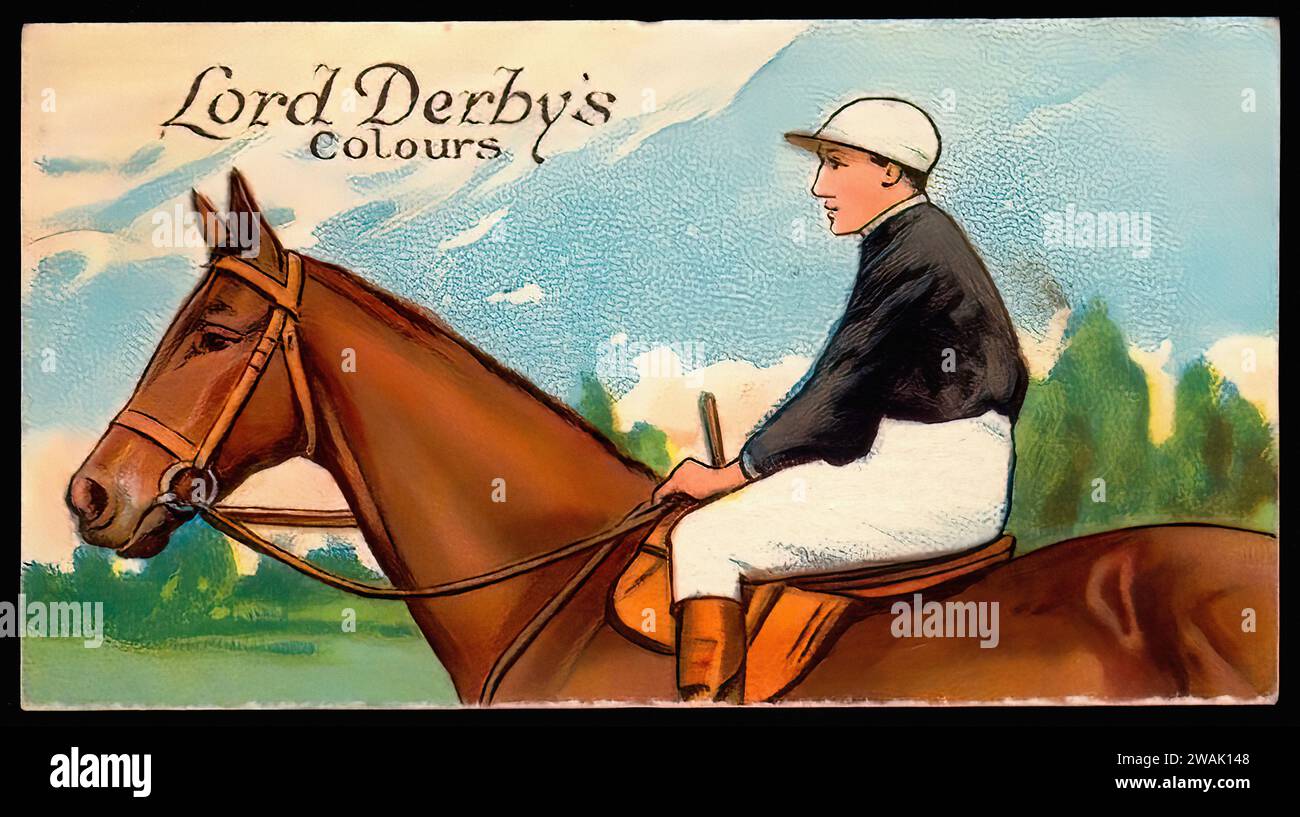Lord Derby's Colours - Vintage Cigarette Card Illustration, Horse ...