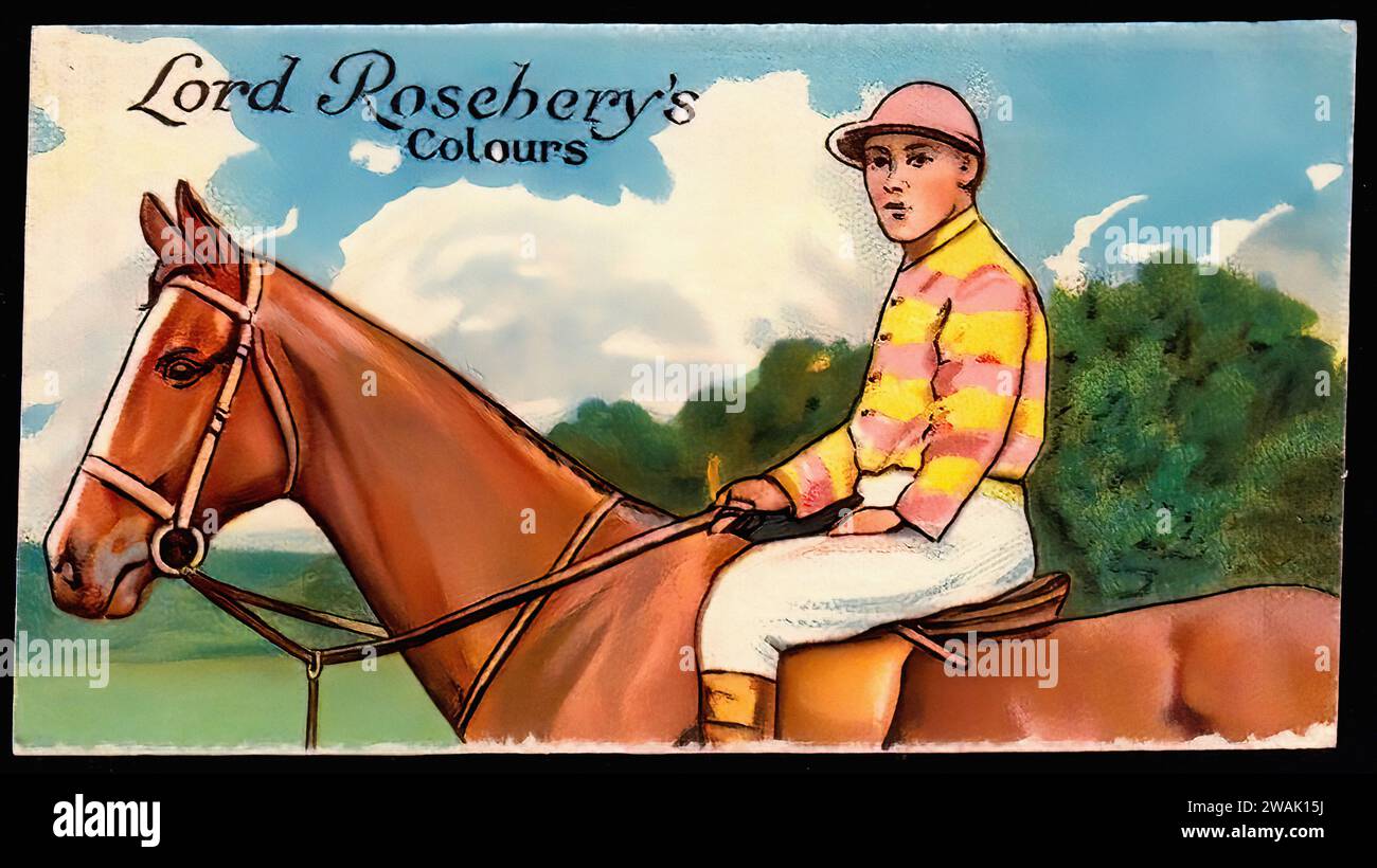 Lord Rosebery's Colours - Vintage Cigarette Card Illustration, Horse ...
