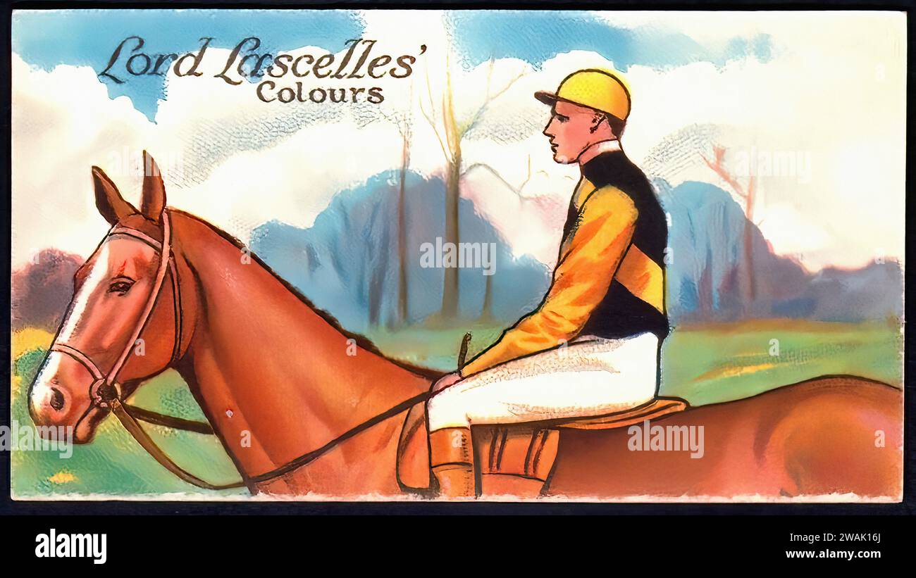 Lord Lascelle's Colours - Vintage Cigarette Card Illustration, Horse ...