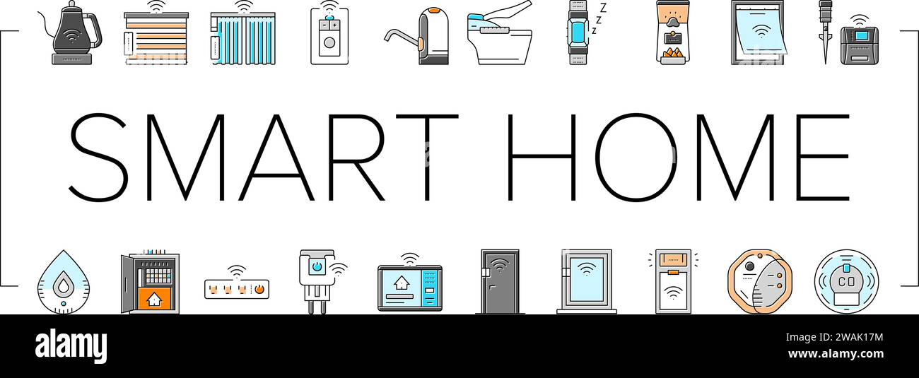 home smart technology control icons set vector Stock Vector Image & Art ...