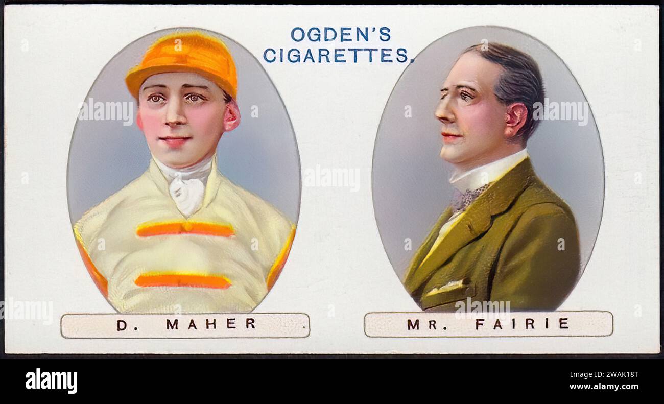 Mr Fairie Jockey Danny Maher - Vintage Cigarette Card Illustration ...