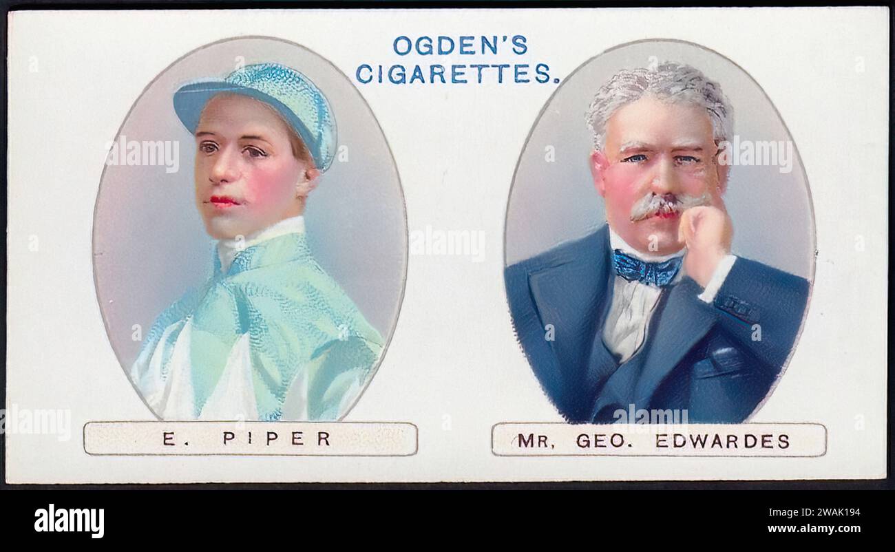 Mr George Edwardes Jockey E.Piper - Vintage Cigarette Card Illustration ...