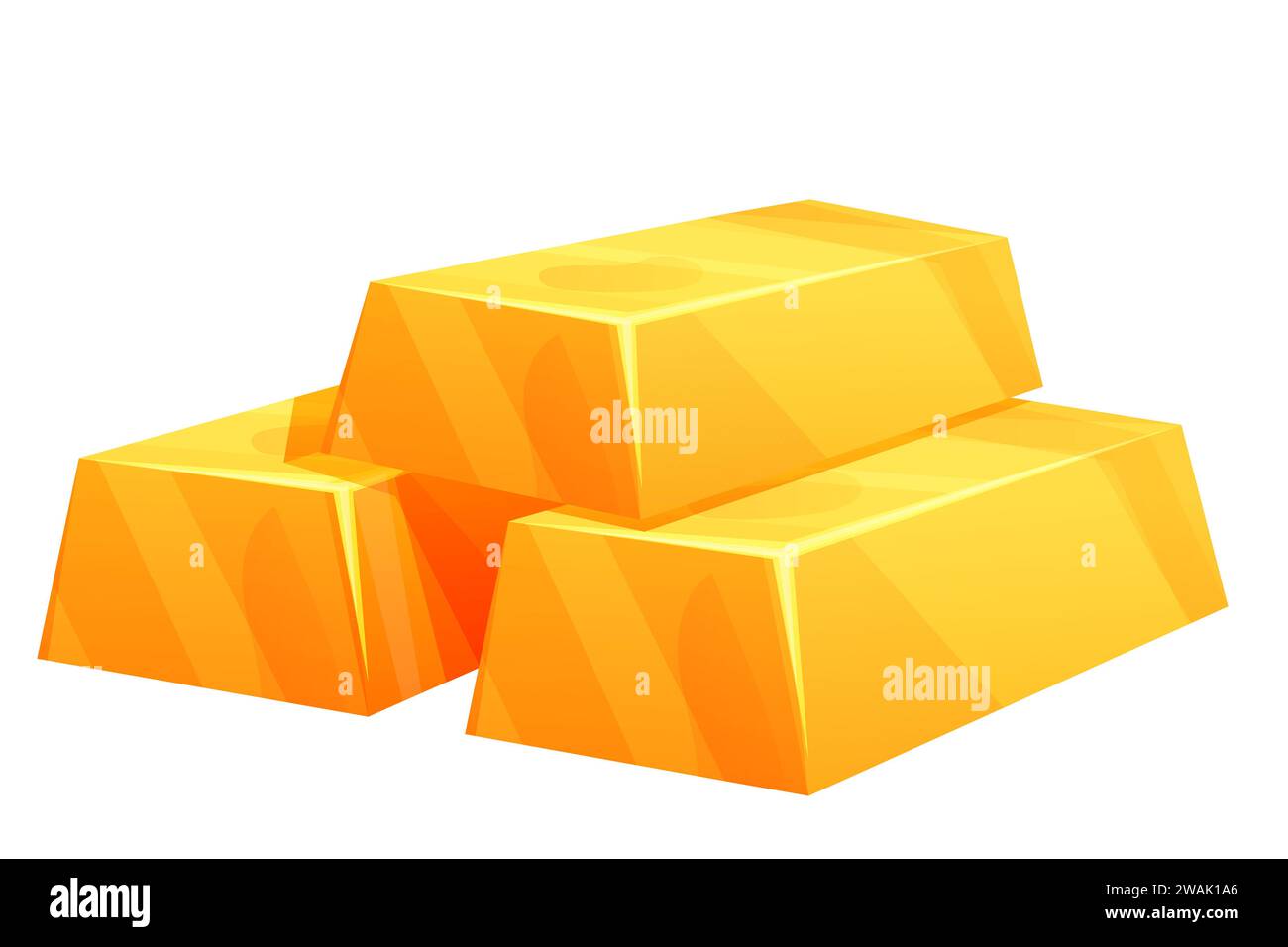 Gold bad stack of bricks, shiny treasure in cartoon style game asset ...