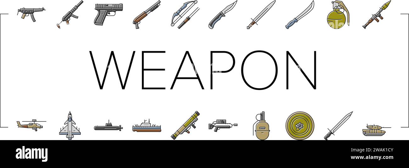 weapon war gun military army icons set vector Stock Vector Image & Art ...