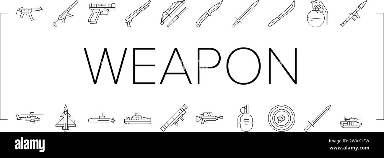 weapon war gun military army icons set vector Stock Vector Image & Art ...
