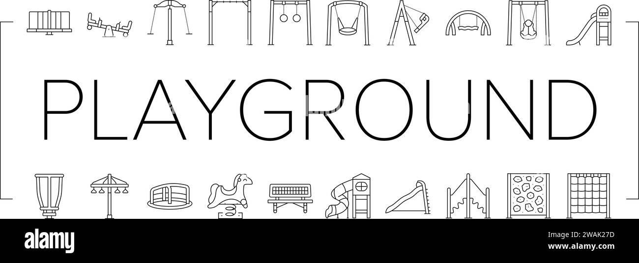 playground park outdoor play icons set vector Stock Vector Image & Art ...