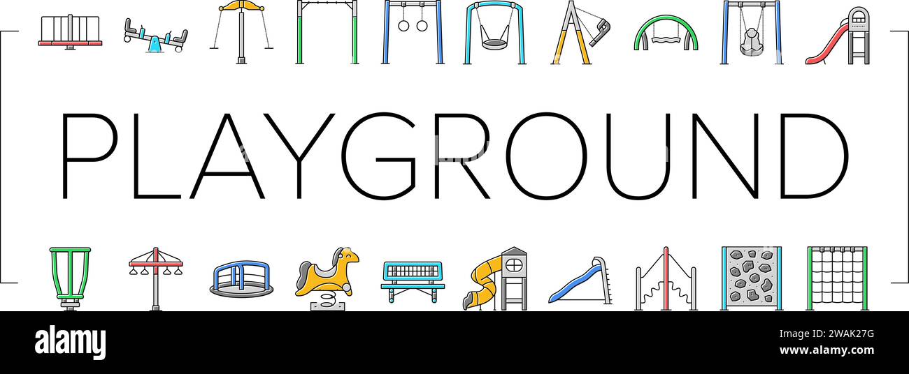 playground park outdoor play icons set vector Stock Vector Image & Art ...