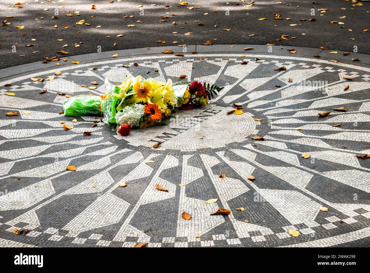 The Imagine Mosaic memorial in Strawberry Fields, New York, USA Stock ...