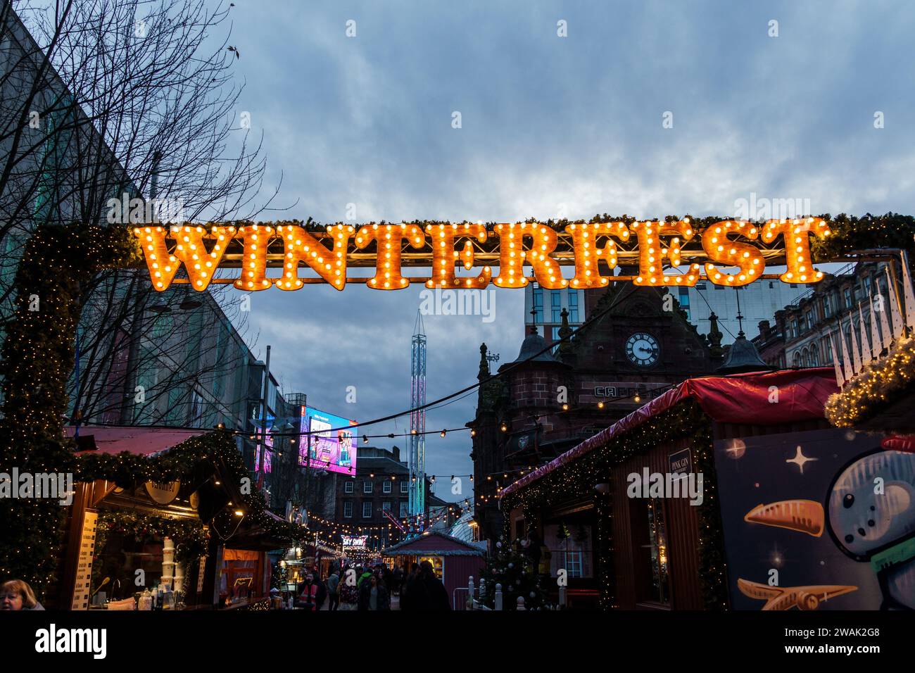Glasgow, UK - December 6, 2023: Winterfest Christmas Market in the downtown of Glasgow Stock ...