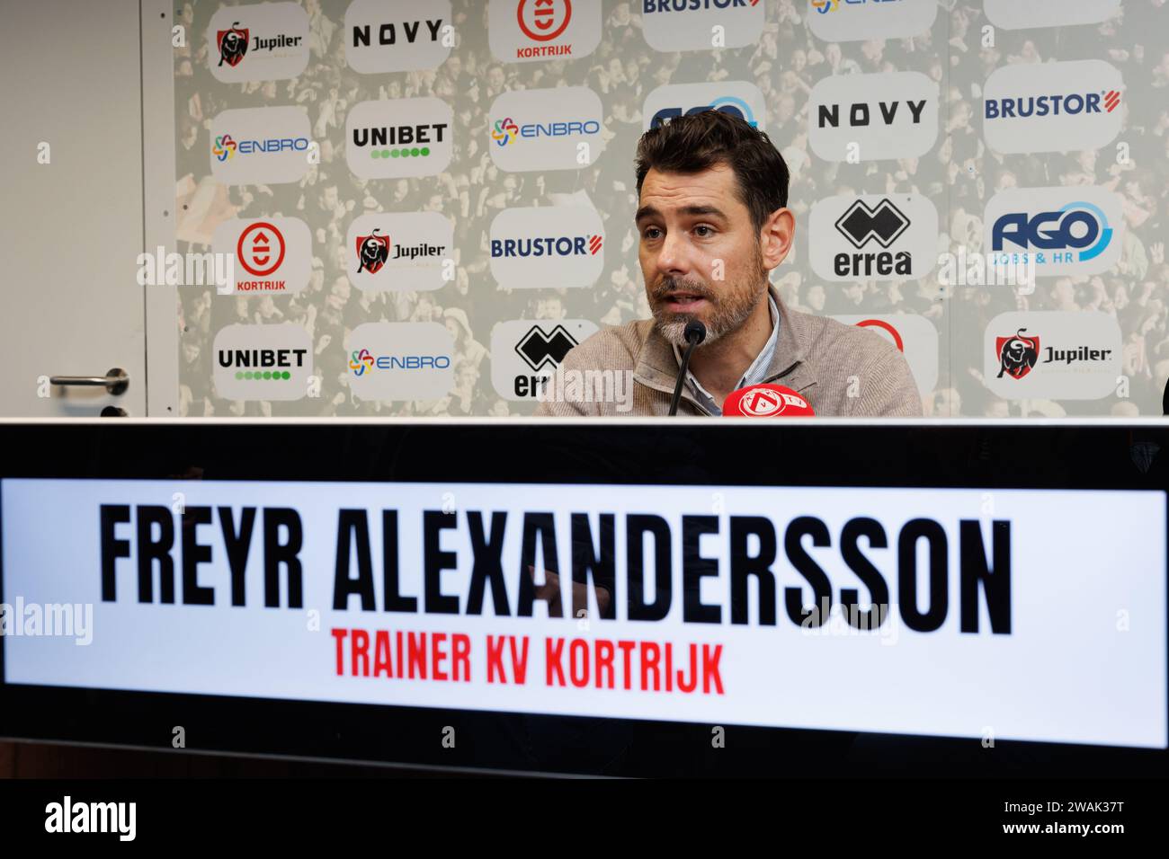 Kortrijk, Belgium. 05th Jan, 2024. Kortrijk's new head coach Freyr ...