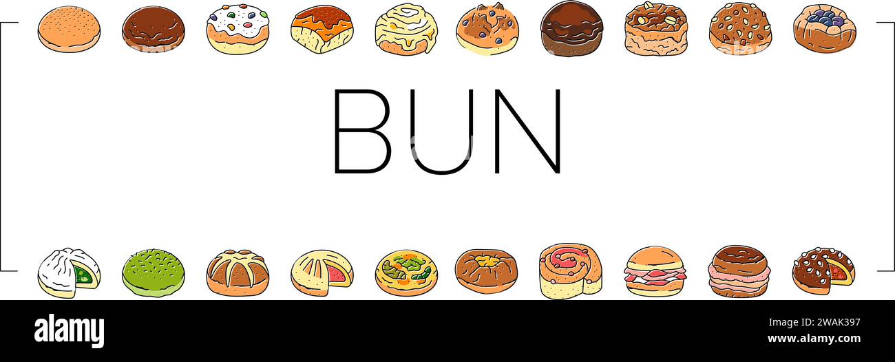 bun food meal bread icons set vector Stock Vector Image & Art - Alamy
