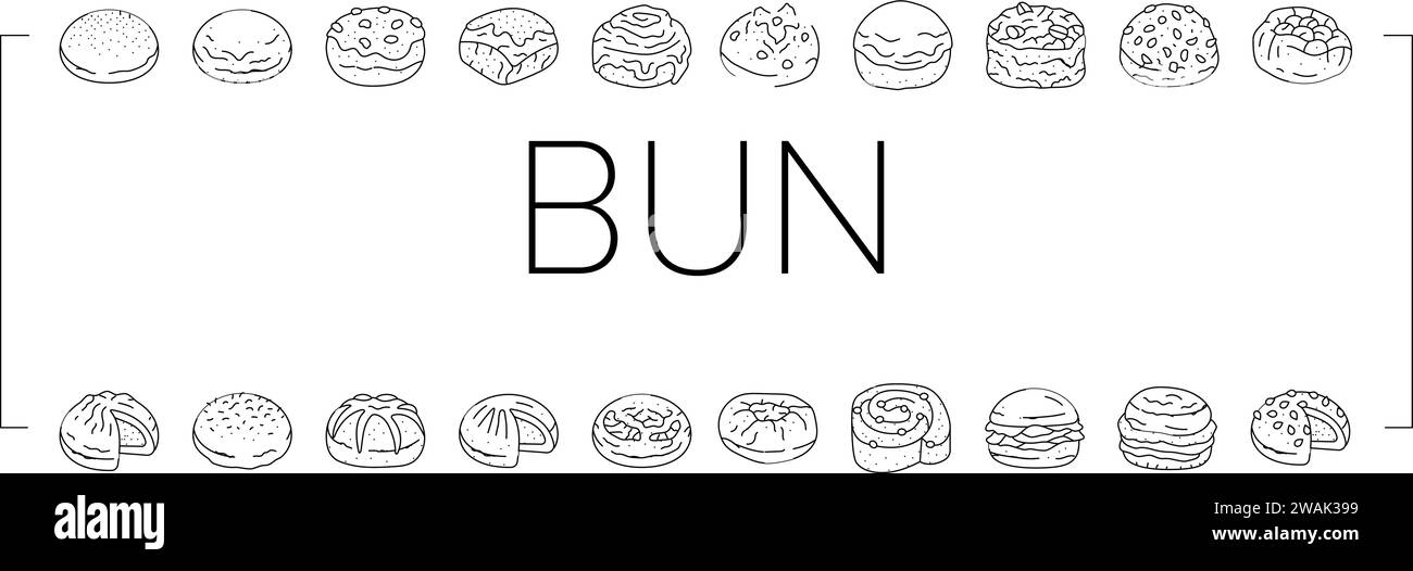 bun food meal bread icons set vector Stock Vector Image & Art - Alamy