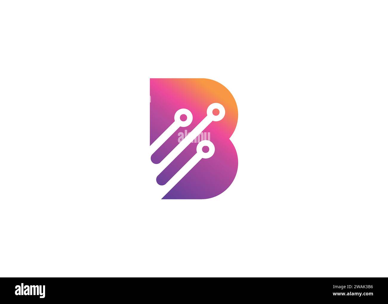 Letter B Technology vector monogram logo design template. Letter B ...