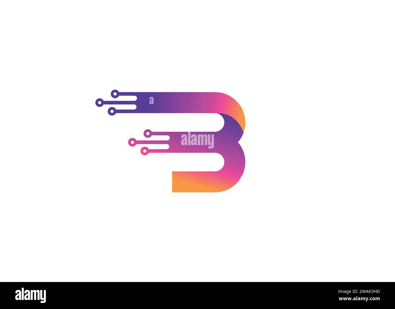 Letter B Technology vector monogram logo design template. Letter B ...