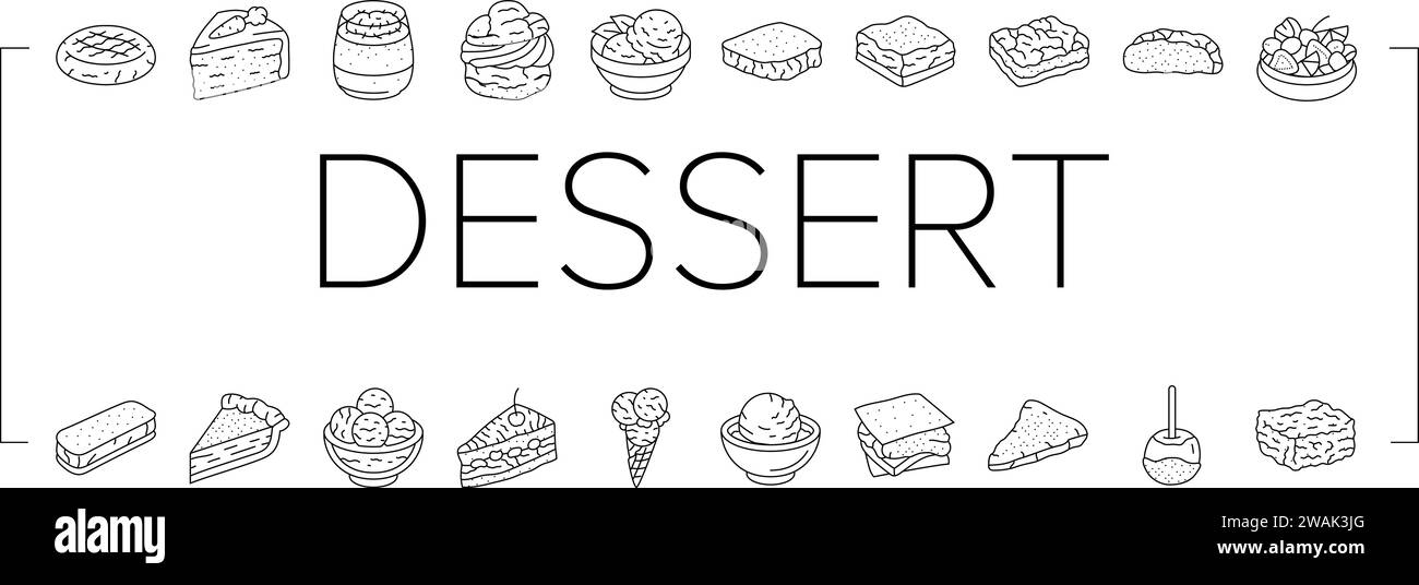 food dessert snack menu icons set vector Stock Vector Image & Art - Alamy