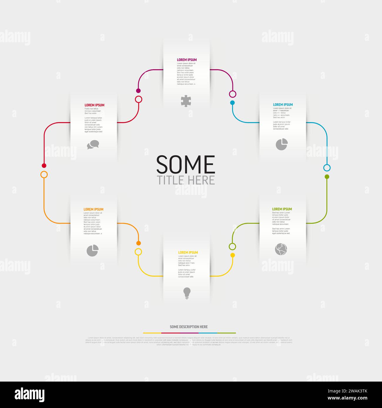 Vector light Infographic template with six white paper cuts elements ...