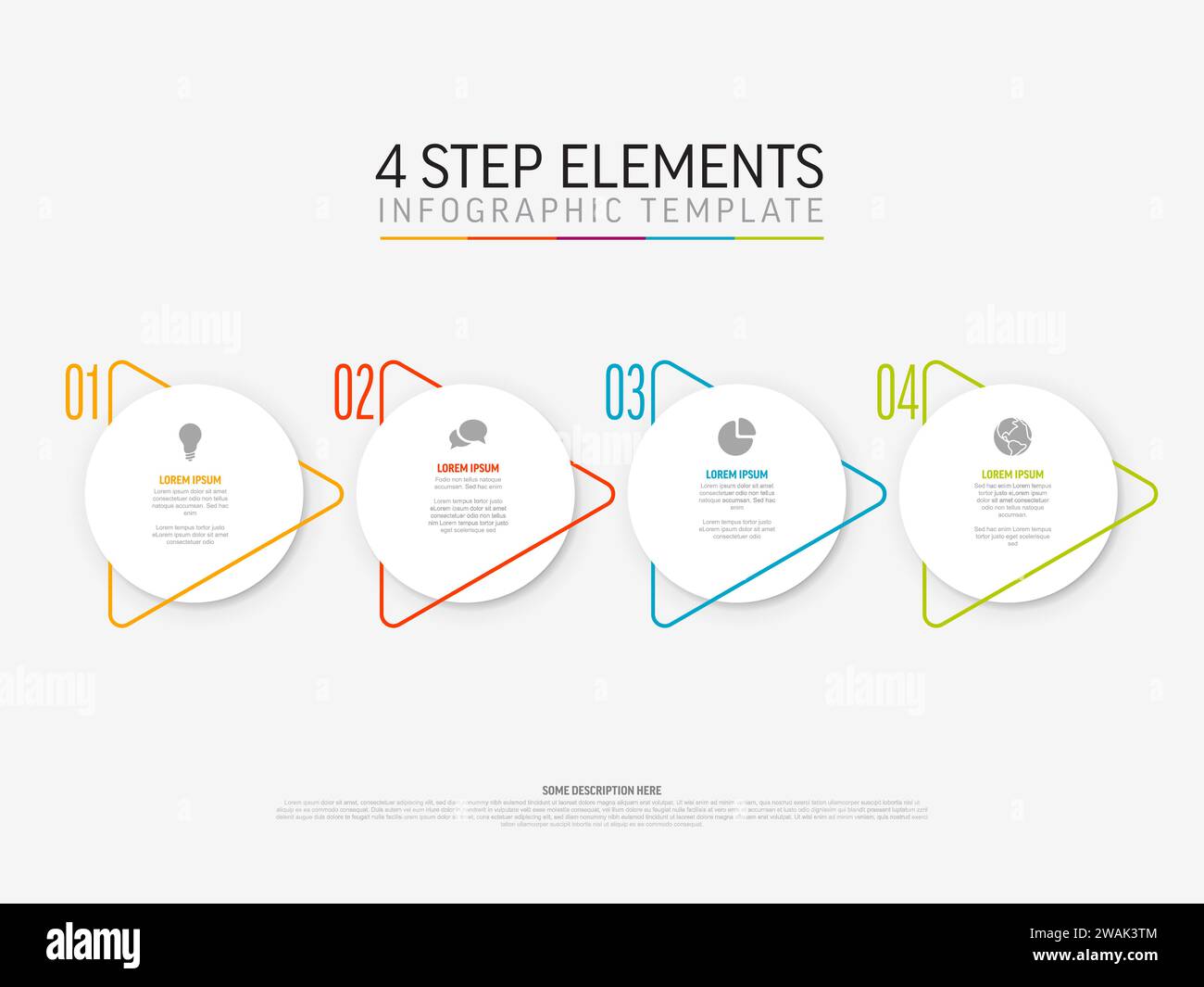 Vector light Infographic template with white circle step cards, icons ...