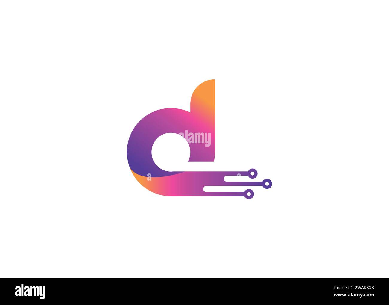 Letter D Technology vector monogram logo design template. Letter D ...