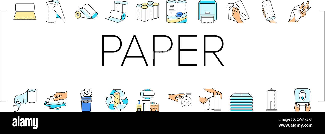 Paper towel kitchen roll tissue icons set vector clean toilet hi-res ...