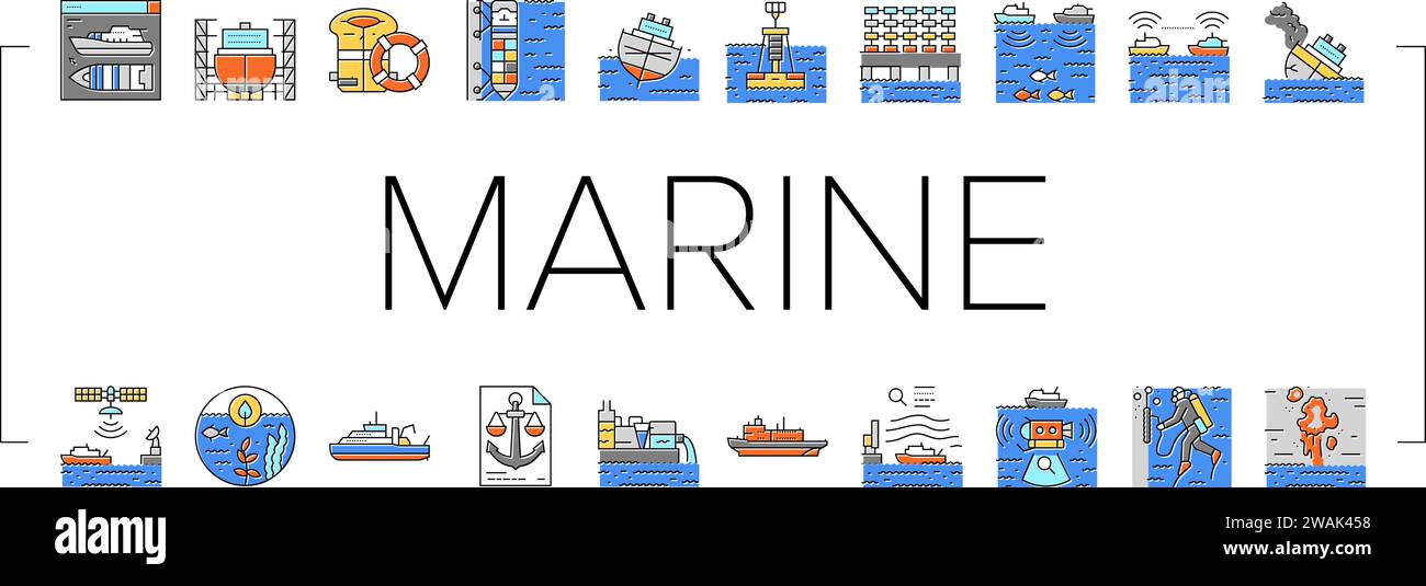 marine engineer boat mechanic icons set vector Stock Vector Image & Art ...