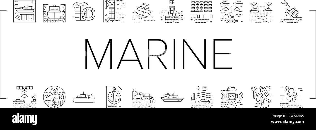 marine engineer boat mechanic icons set vector Stock Vector Image & Art ...