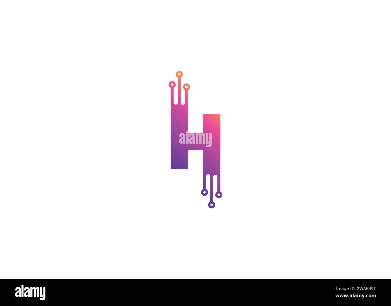 Letter H Technology vector monogram logo design template. Letter H ...