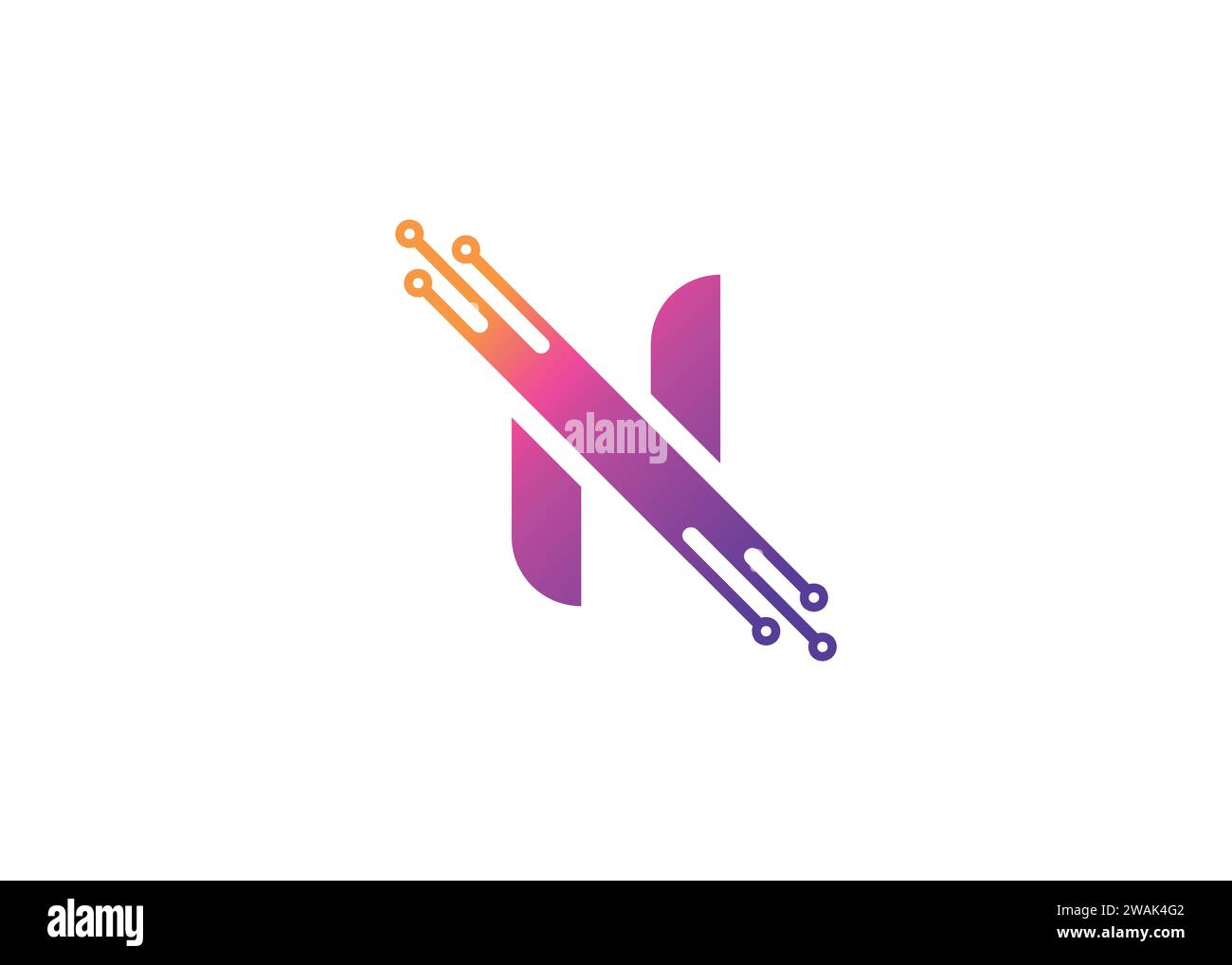 Letter N Technology vector monogram logo design template. Letter N ...