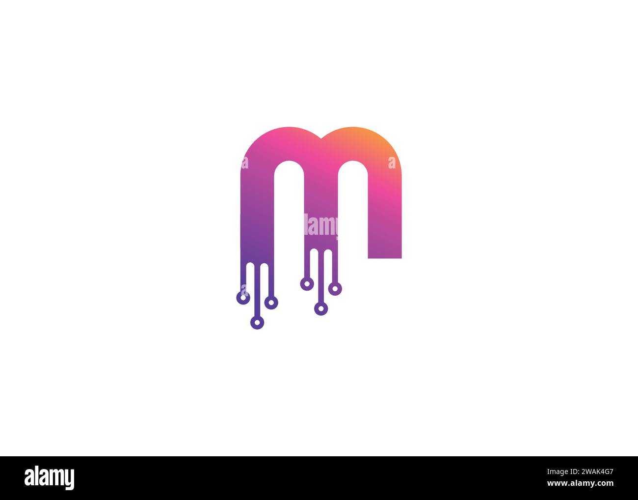 Letter M Technology vector monogram logo design template. Letter M ...
