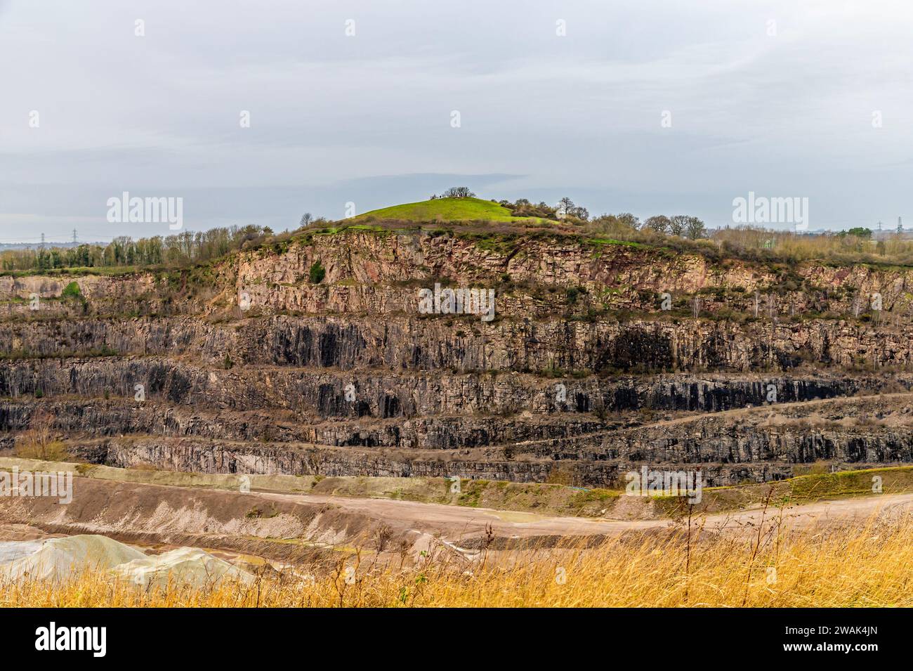 A view past Croft Quarry towards the side of Croft Hill in ...
