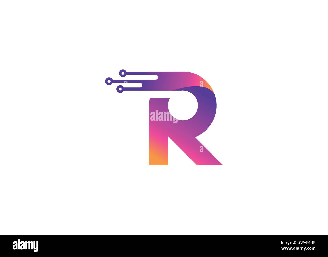 Letter R Technology vector monogram logo design template. Letter R ...