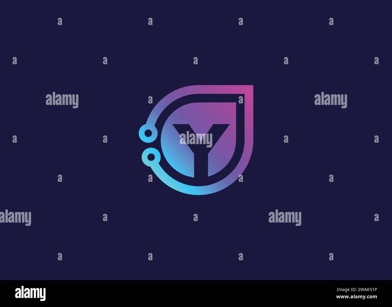 Letter Y Technology vector monogram logo design template. Letter Y ...