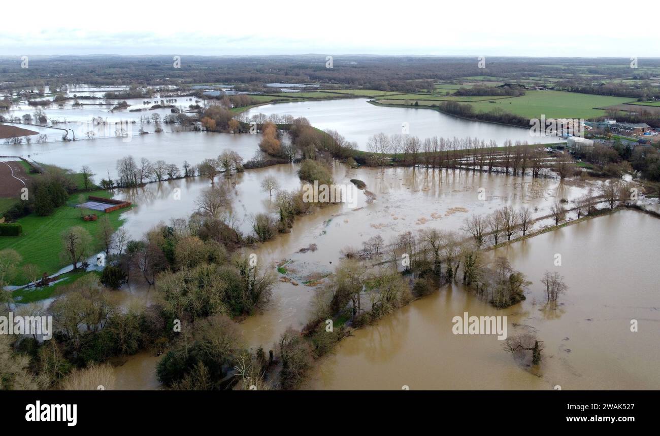A view of flood waters from the River Ouse in Barcombe Mills, East ...