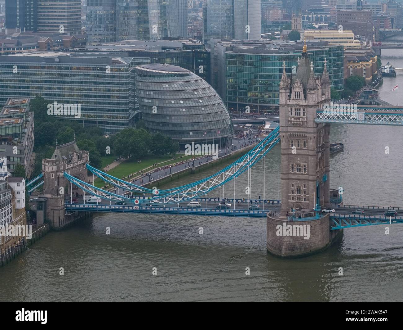 An aerial photograph of Tower Bridge and City Hall, London (formerly ...