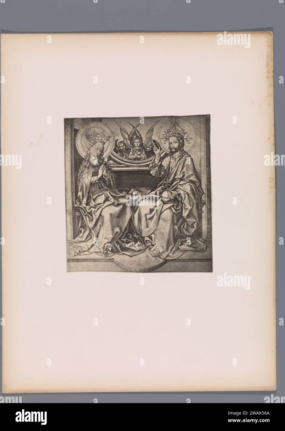 Reproduction of a print of Mary and Christ by Martin Schongauer ...