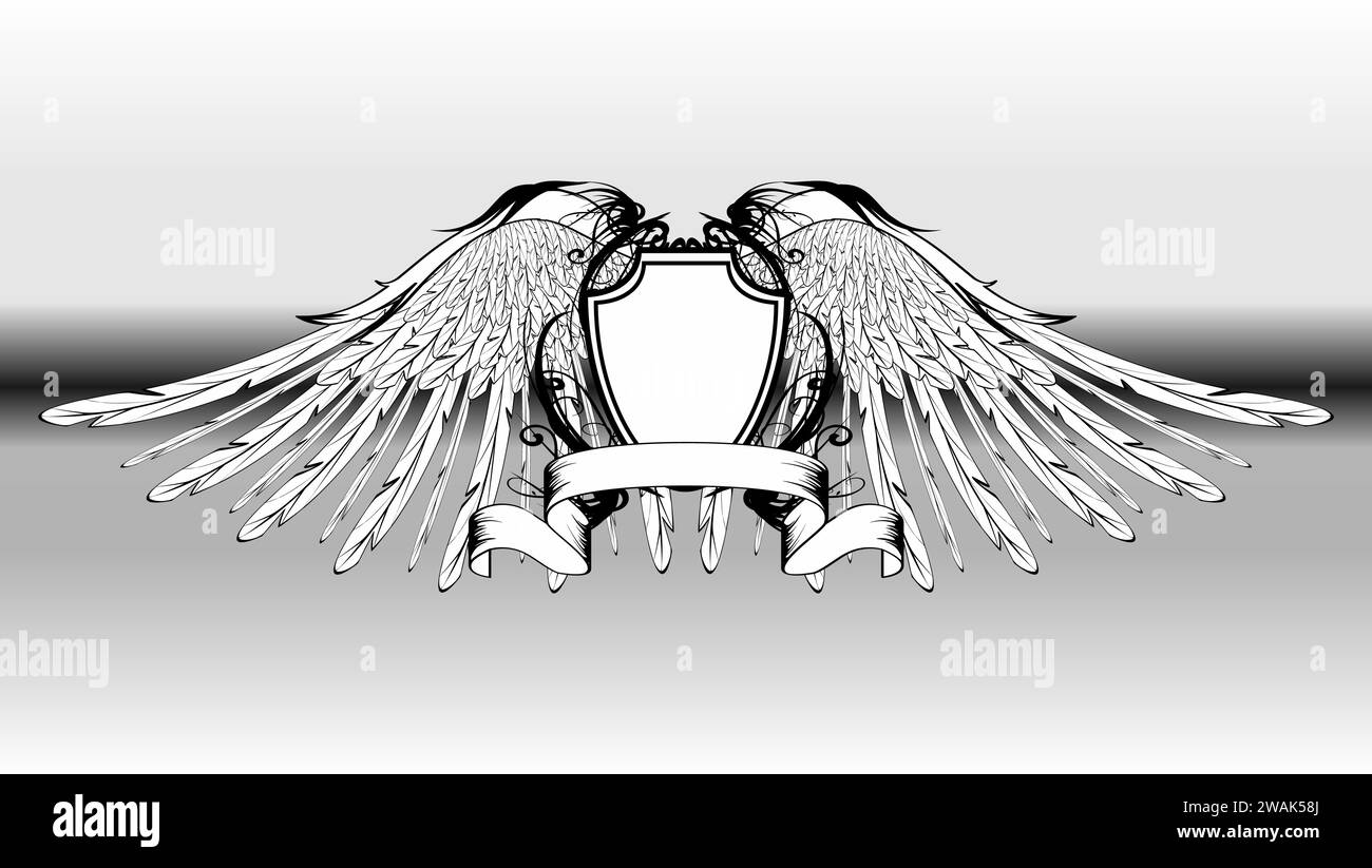 winged crest coat of arms background in vector format Stock Vector ...