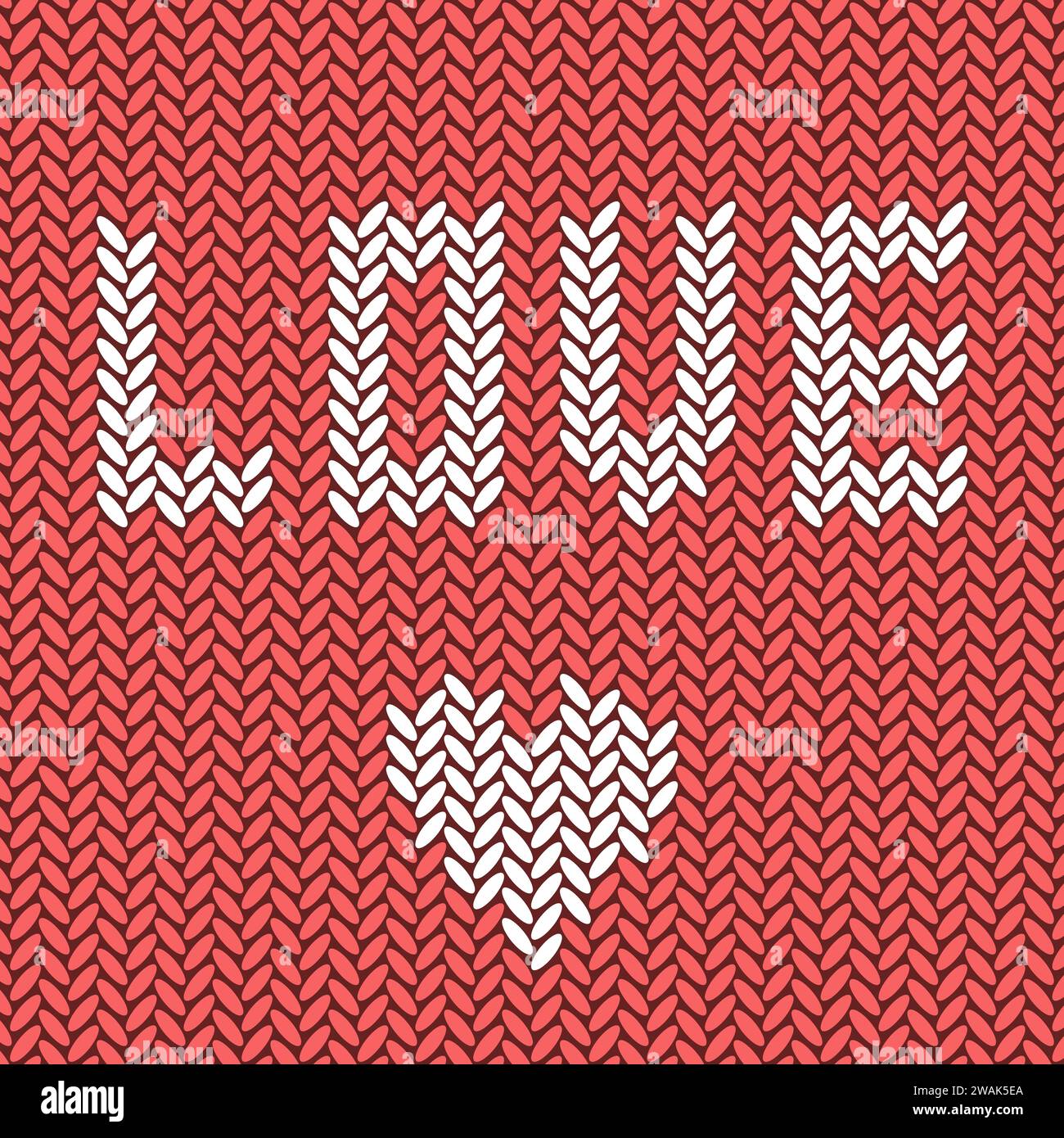 Knitted Love Heart. Knitted heart symbol. Vector knitting pattern. Flat ...