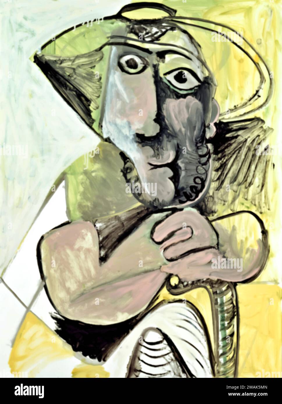 Man seated with a cane; Homme assis a la canne, 1971 (Painting) by ...