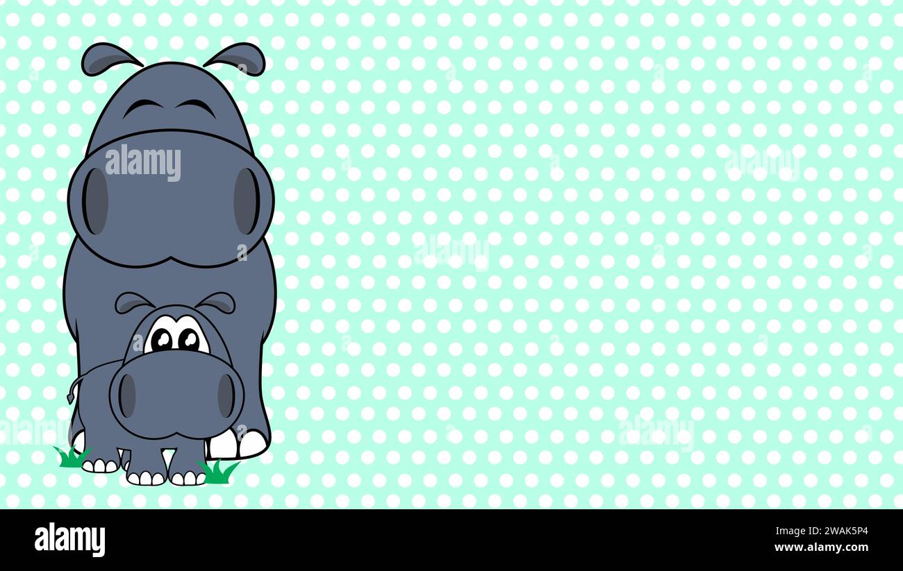 hippo cartoon background card illustration in vector format Stock ...