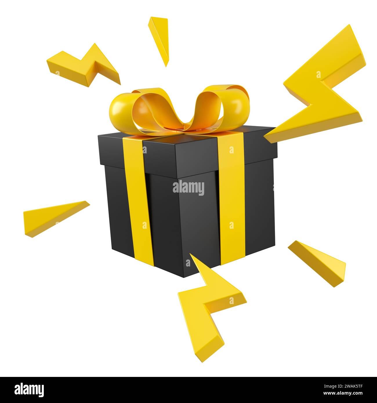 Black Friday and sale event concept. Black gift box with yellow ribbon ...