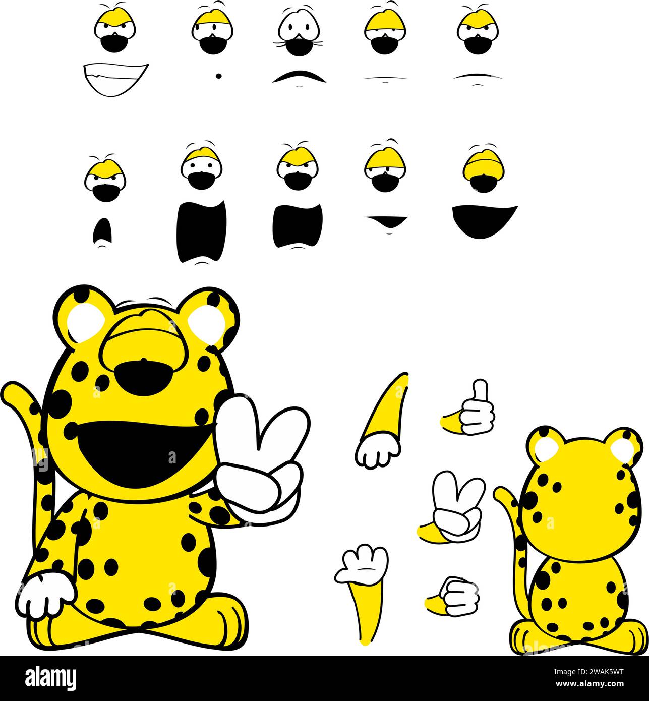 leopard cartoon expressions pack collection in vector format Stock ...