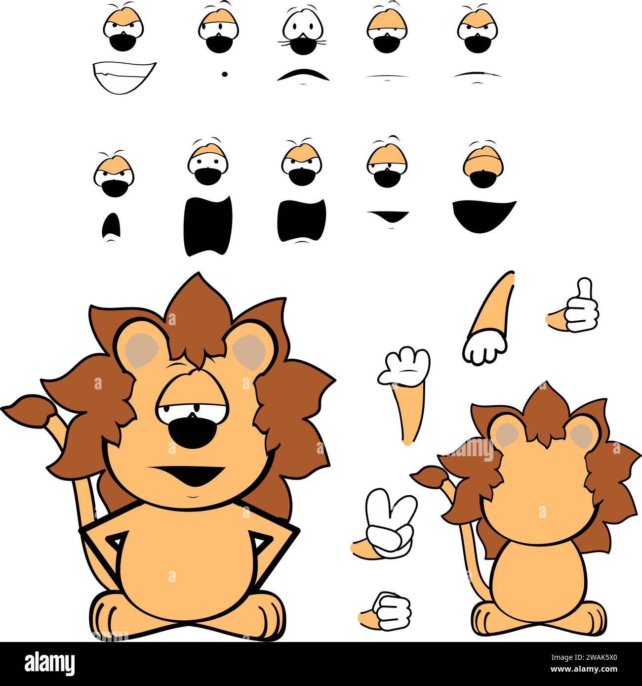 lion cartoon expressions pack collection in vector format Stock Vector ...