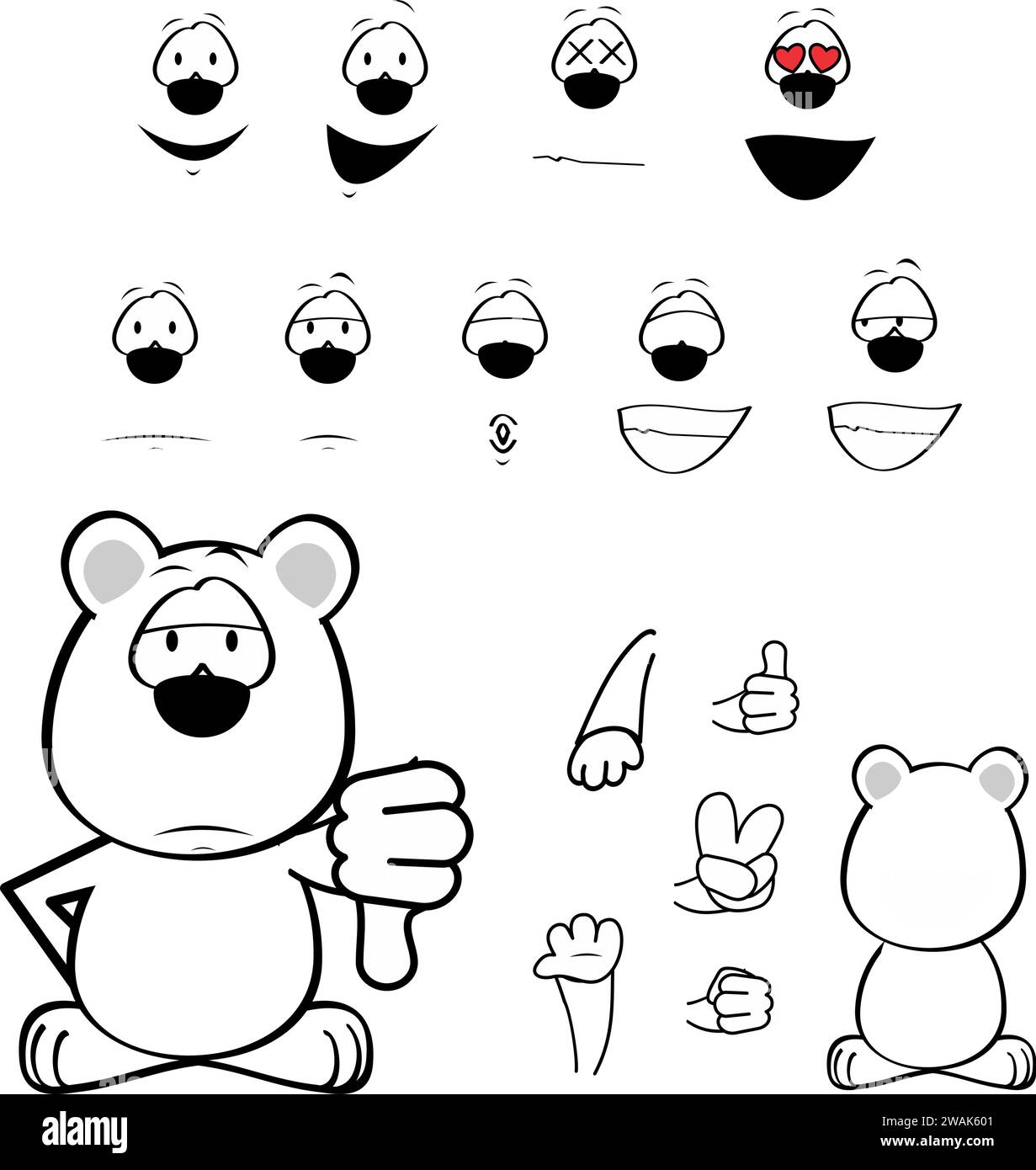 polar bear cartoon expressions pack collection in vector format Stock ...