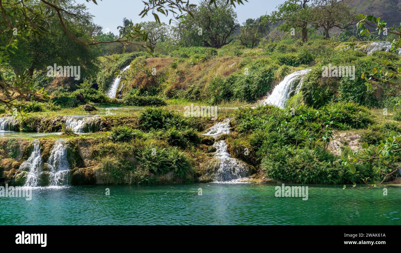 mini Waterfalls at Wadi Darbat in the Dhofar region of Oman Stock Photo ...