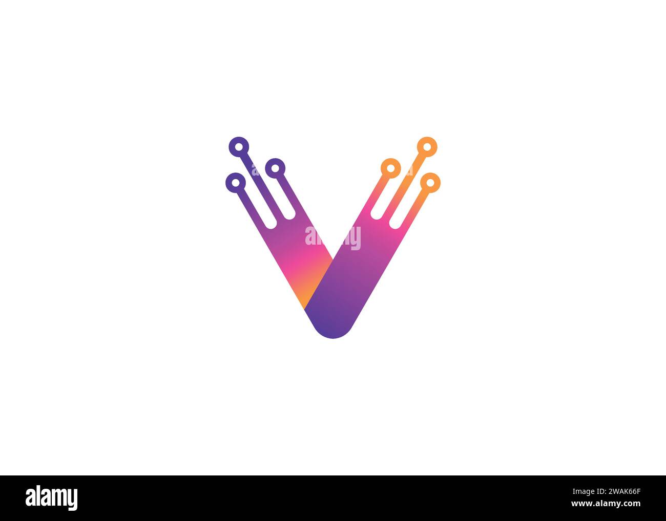 Letter V Technology vector monogram logo design template. Letter V ...