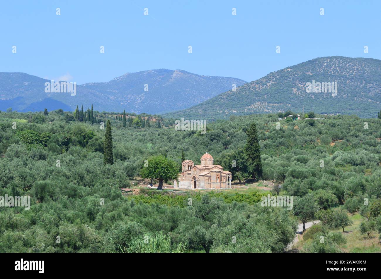 Panorama view of the byzantine church of the Zoodochos Pigi - Samarinas ...