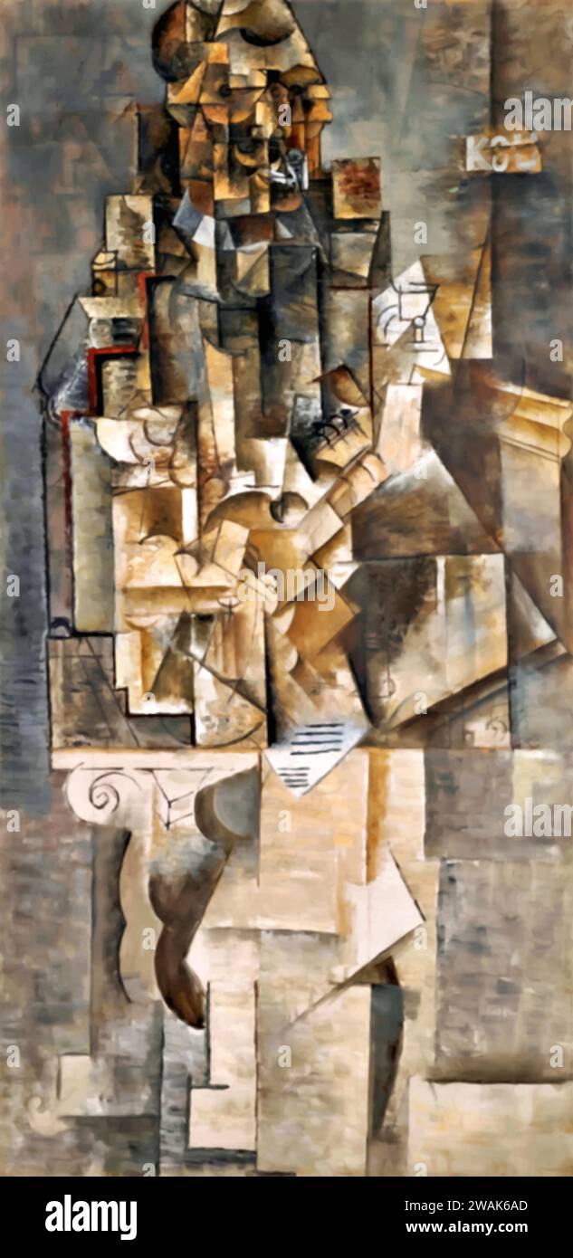 Man with Guitar; Homme a la guitare, 1911 (Painting) by Artist Picasso ...
